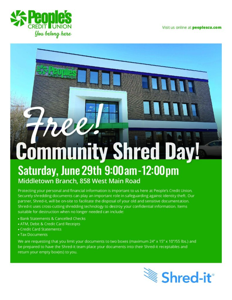 Free Community Shred-it Event 6.29 at our Middletown branch - People's ...